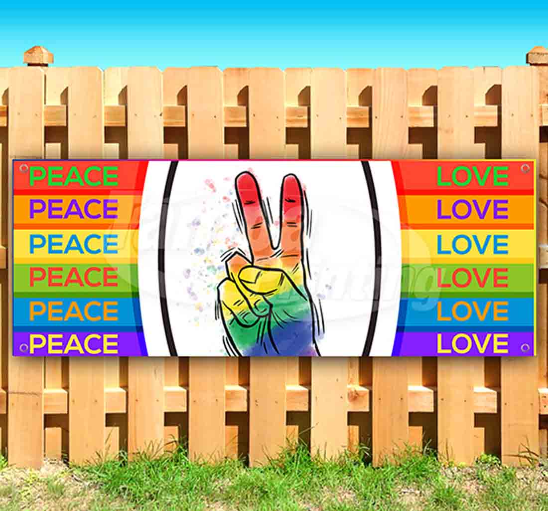 Peace Love 13 oz Vinyl Banner With Metal Grommets - Walmart.com