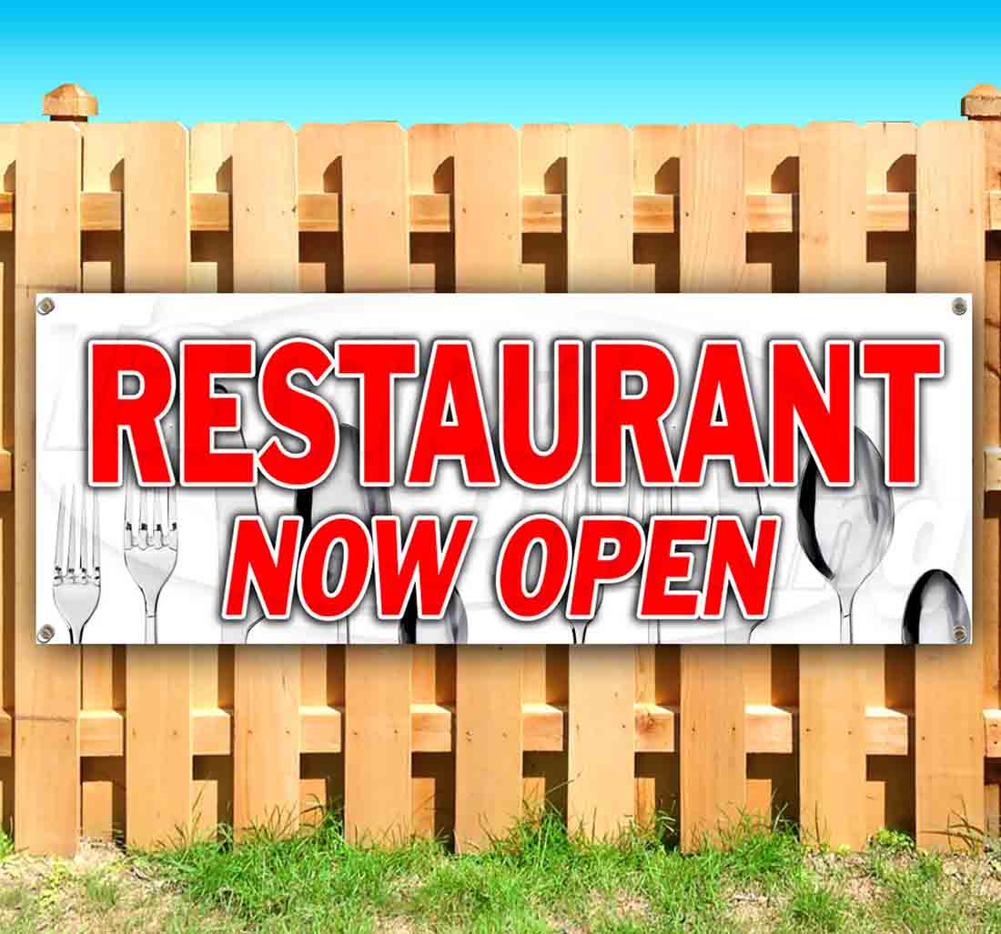 Restaurant Now Open 13 oz Vinyl Banner With Metal Grommets - Walmart.com