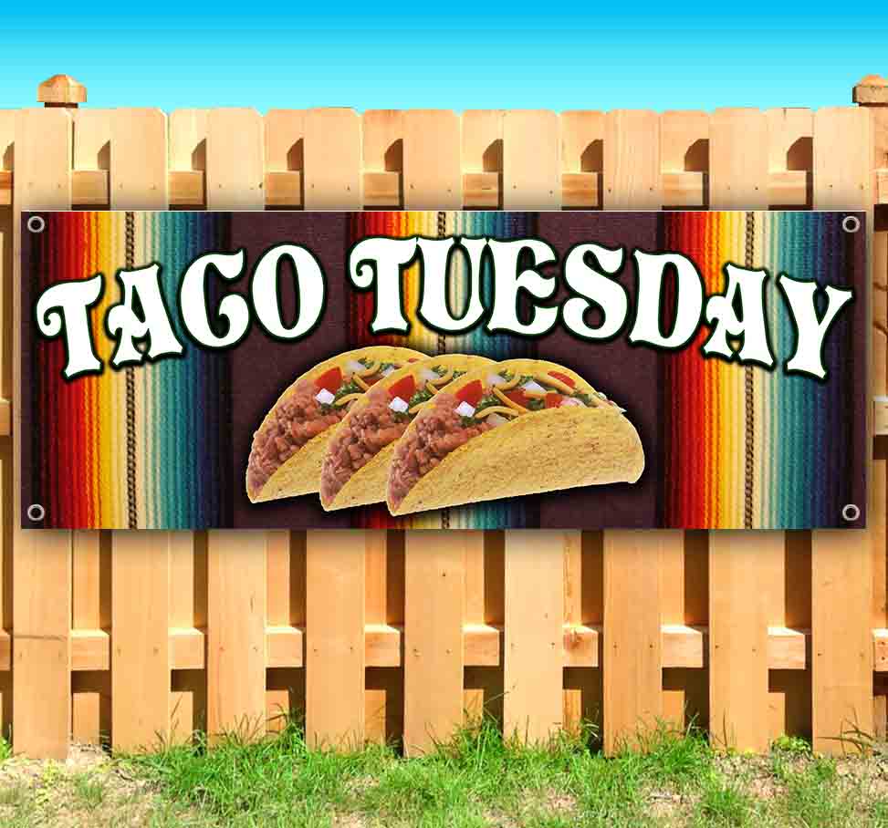 Taco Tuesday 13 oz Vinyl Banner With Metal Grommets - Walmart.com