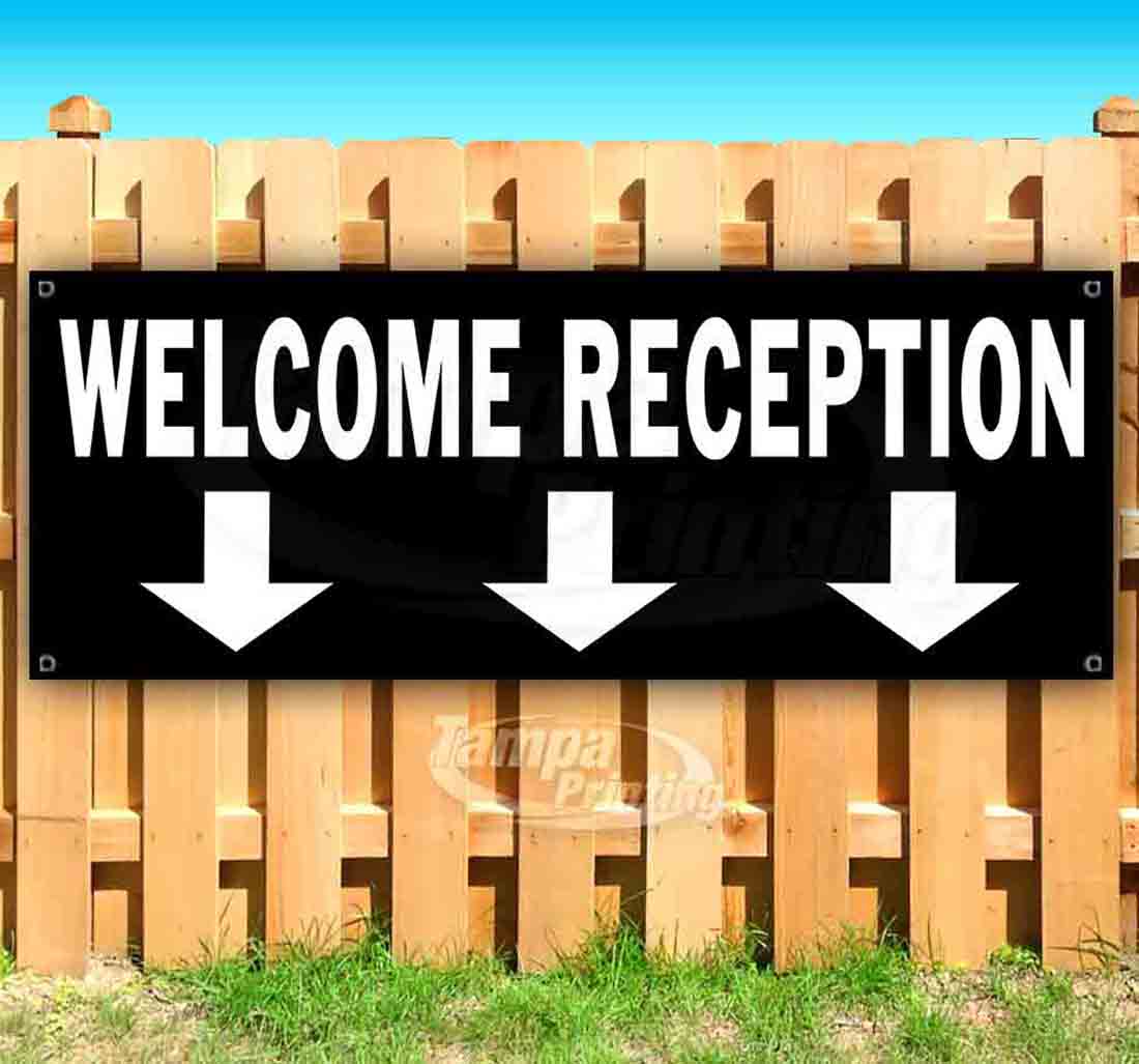 Welcome Reception 13 oz Vinyl Banner With Metal Grommets - Walmart.com