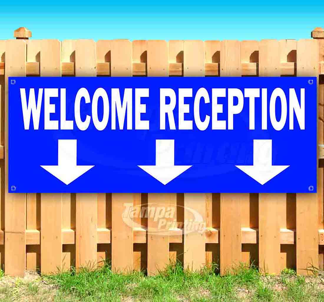Welcome Reception 13 oz Vinyl Banner With Metal Grommets - Walmart.com