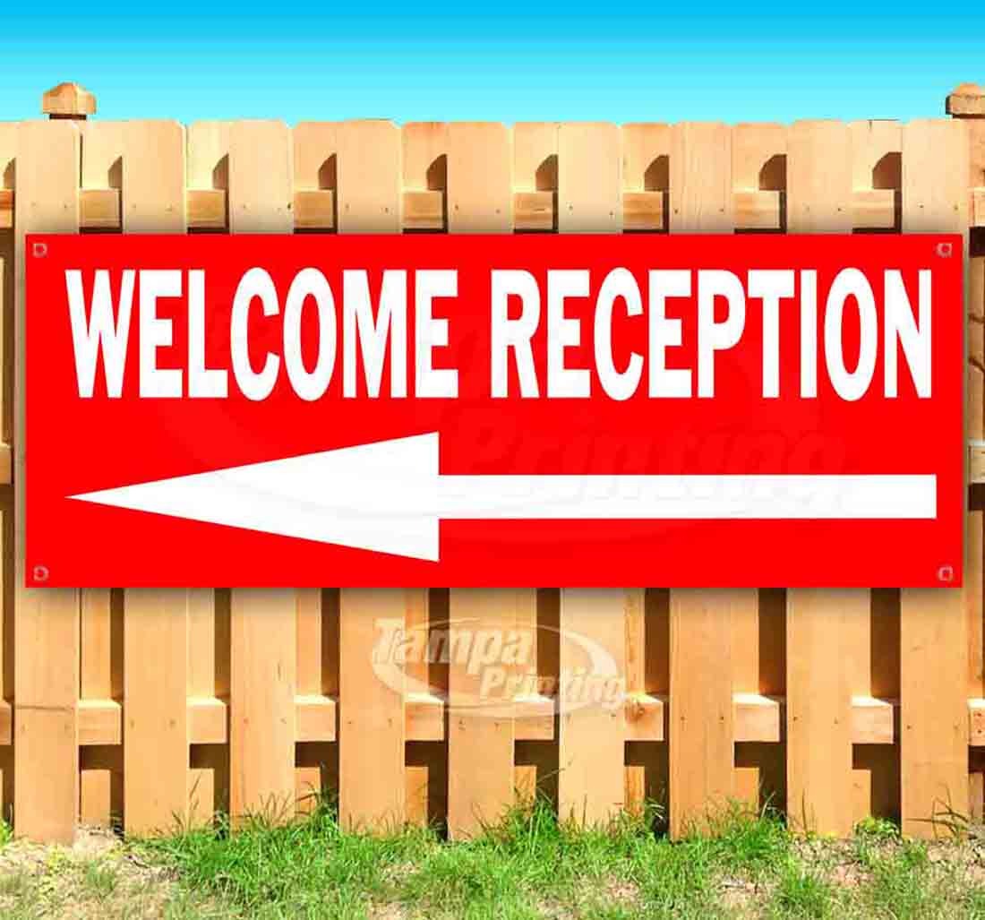 Welcome Reception 13 oz Vinyl Banner With Metal Grommets - Walmart.com