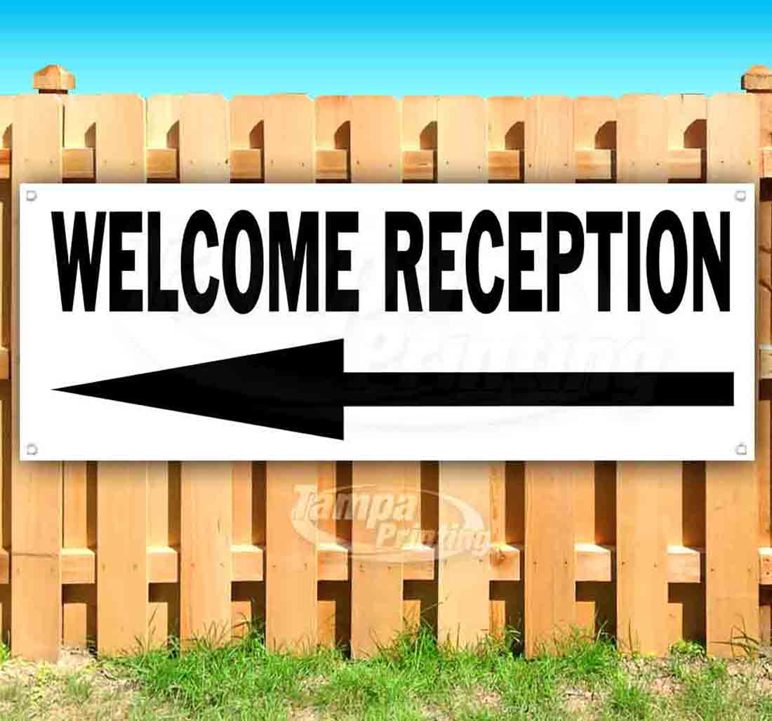 Welcome Reception 13 oz Vinyl Banner With Metal Grommets - Walmart.com