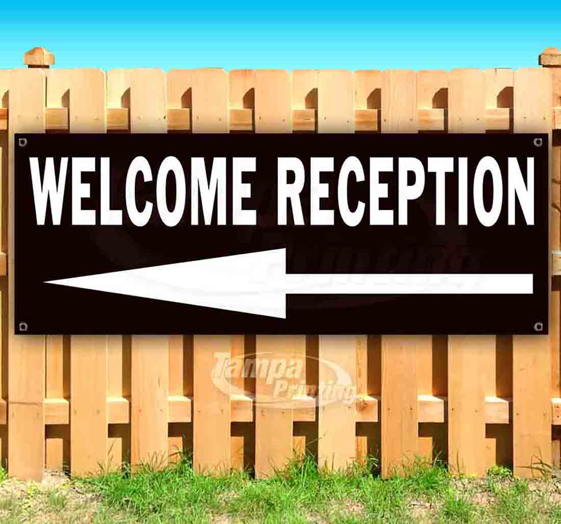 Welcome Reception 13 oz Vinyl Banner With Metal Grommets - Walmart.com