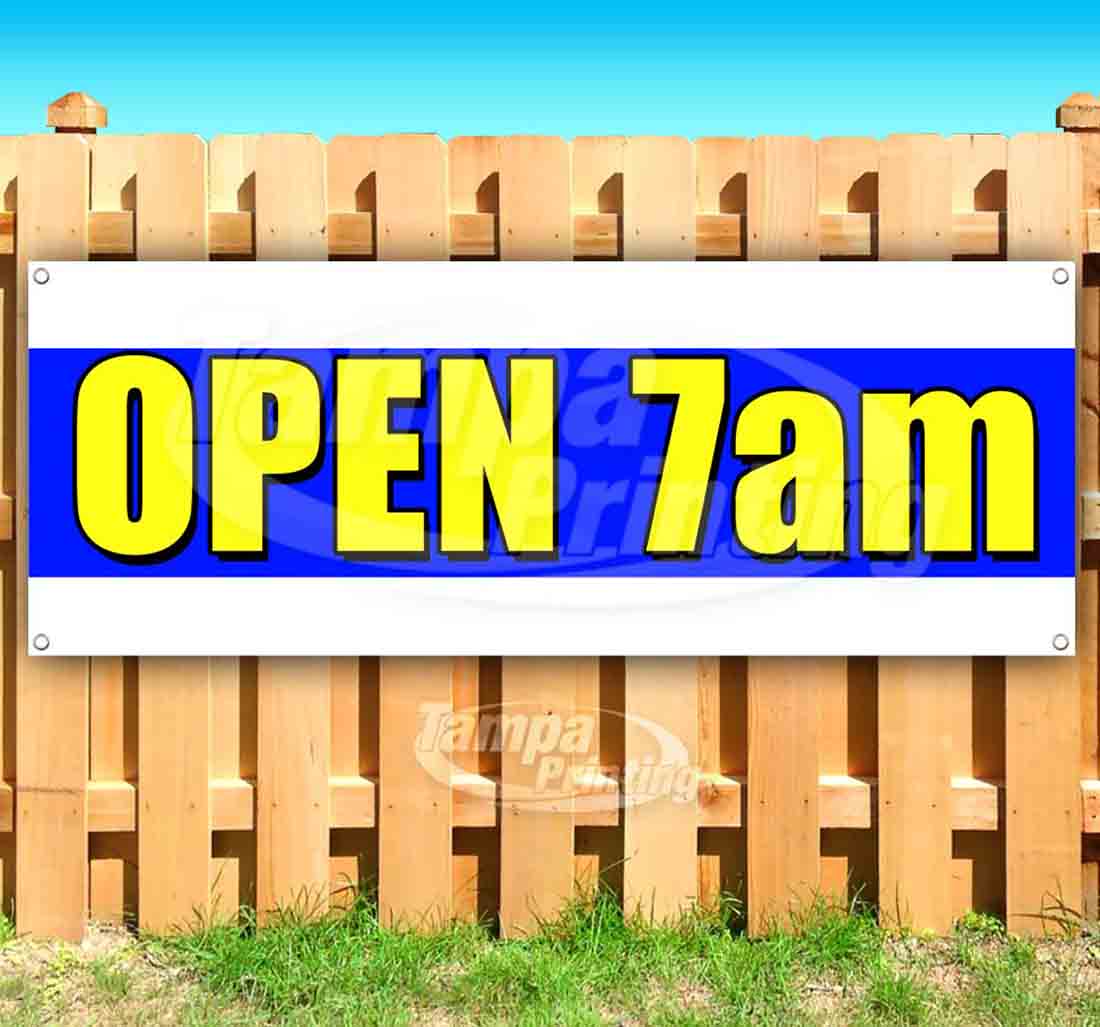 Open 7Am 13 oz Vinyl Banner With Metal Grommets - Walmart.com