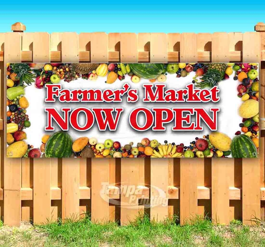 Farmers Market Now Open 13 oz Vinyl Banner With Metal Grommets ...