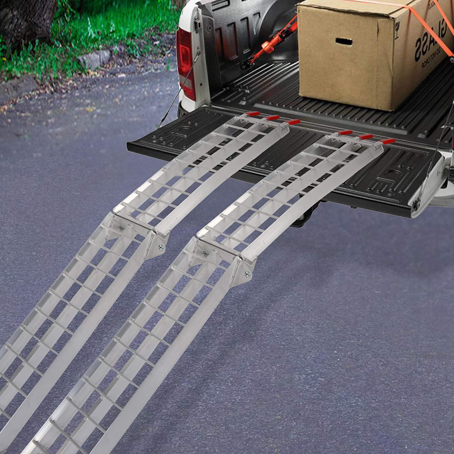 2-Piece Loading Ramp 7.5Ft-1500lbs Capacity Aluminum Foldable Truck ...