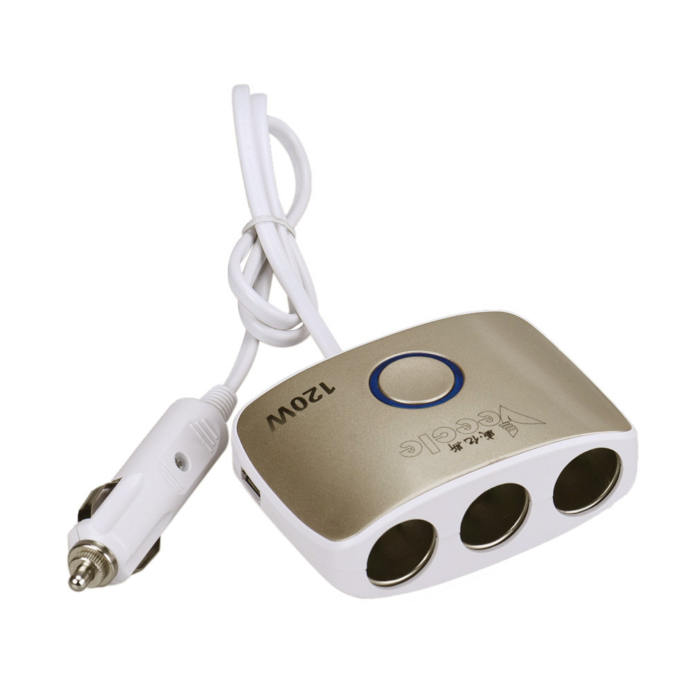 Three-Socket Car Charger Adapter Splitter - 3 Colors - Tanga