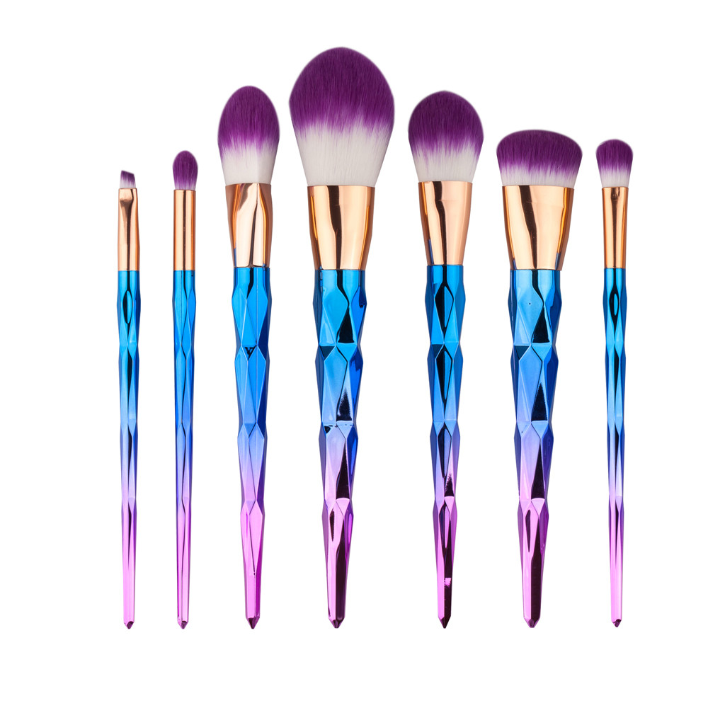 7 PCS Metallic Cosmetic Makeup Brushes - BelleChic