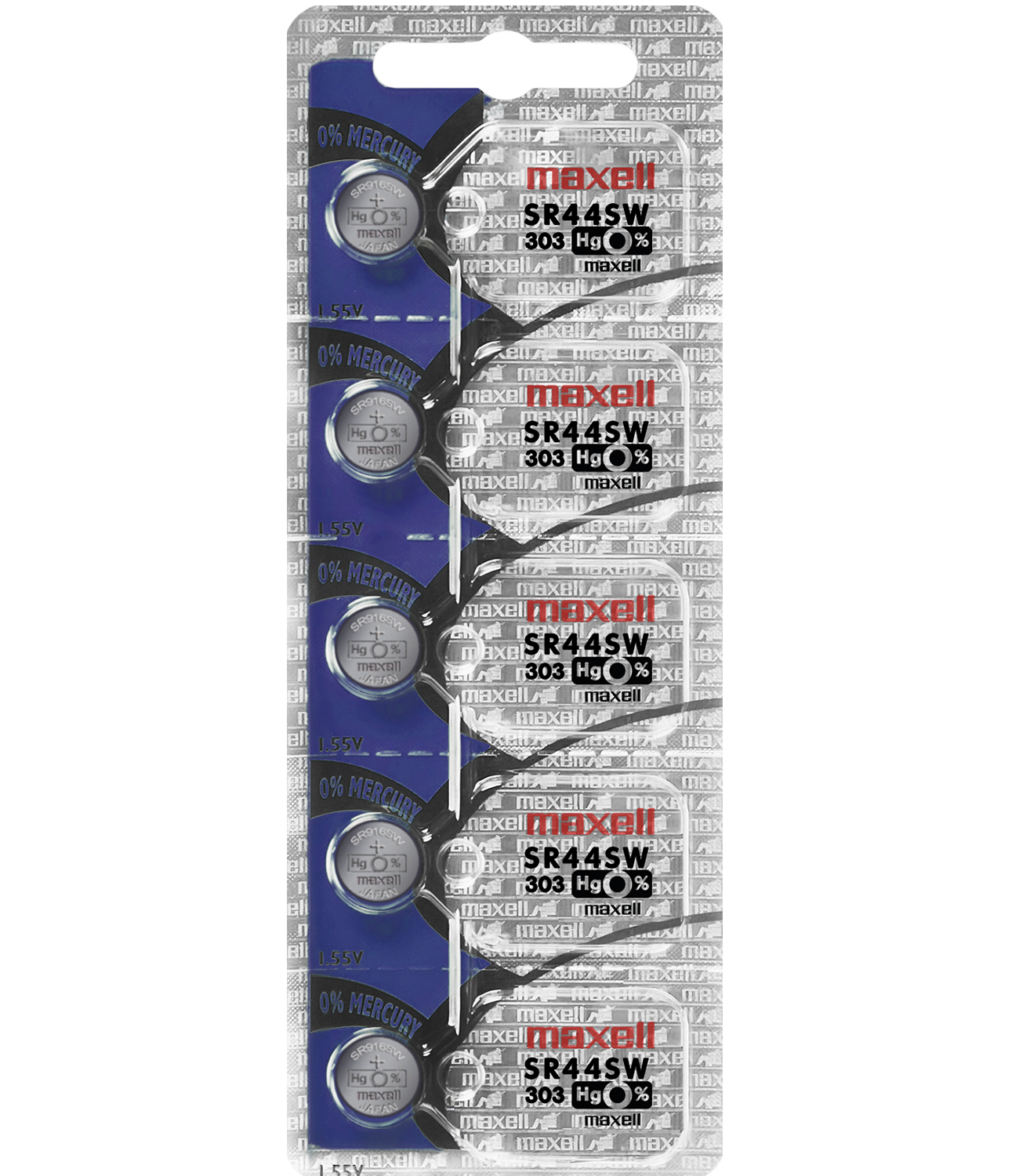 Maxell 303 (SR44SW) Silver Oxide Watch Batteries (5 Pack) - Tanga