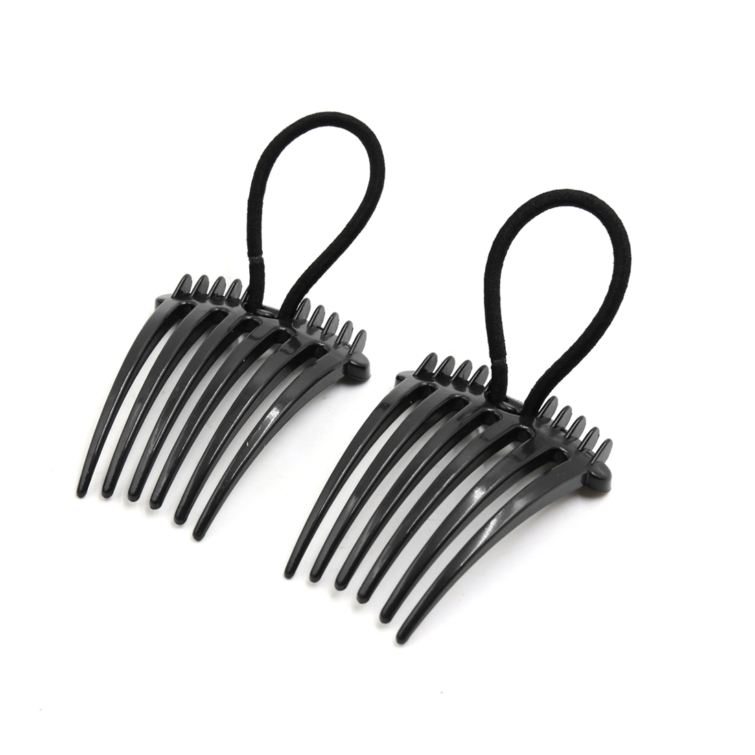 2pcs Black Volume Boost Inserts Hair Clip Ponytail Comb w Elastic Band ...