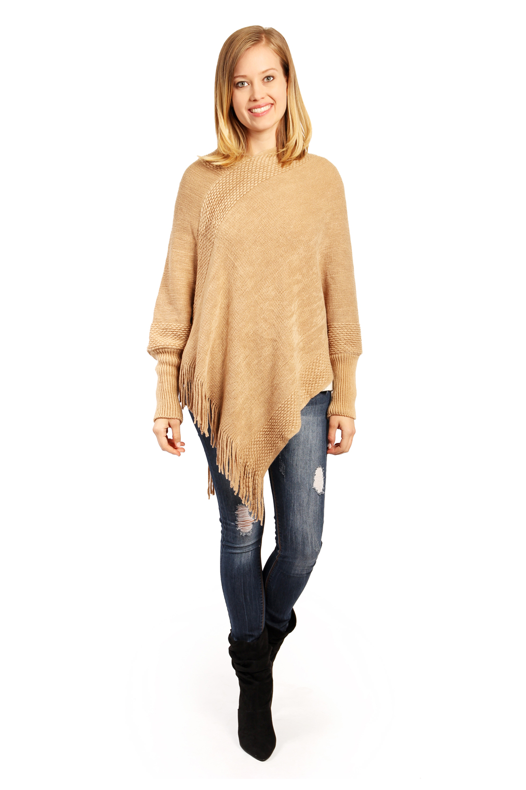 Long Sleeve Poncho - BelleChic