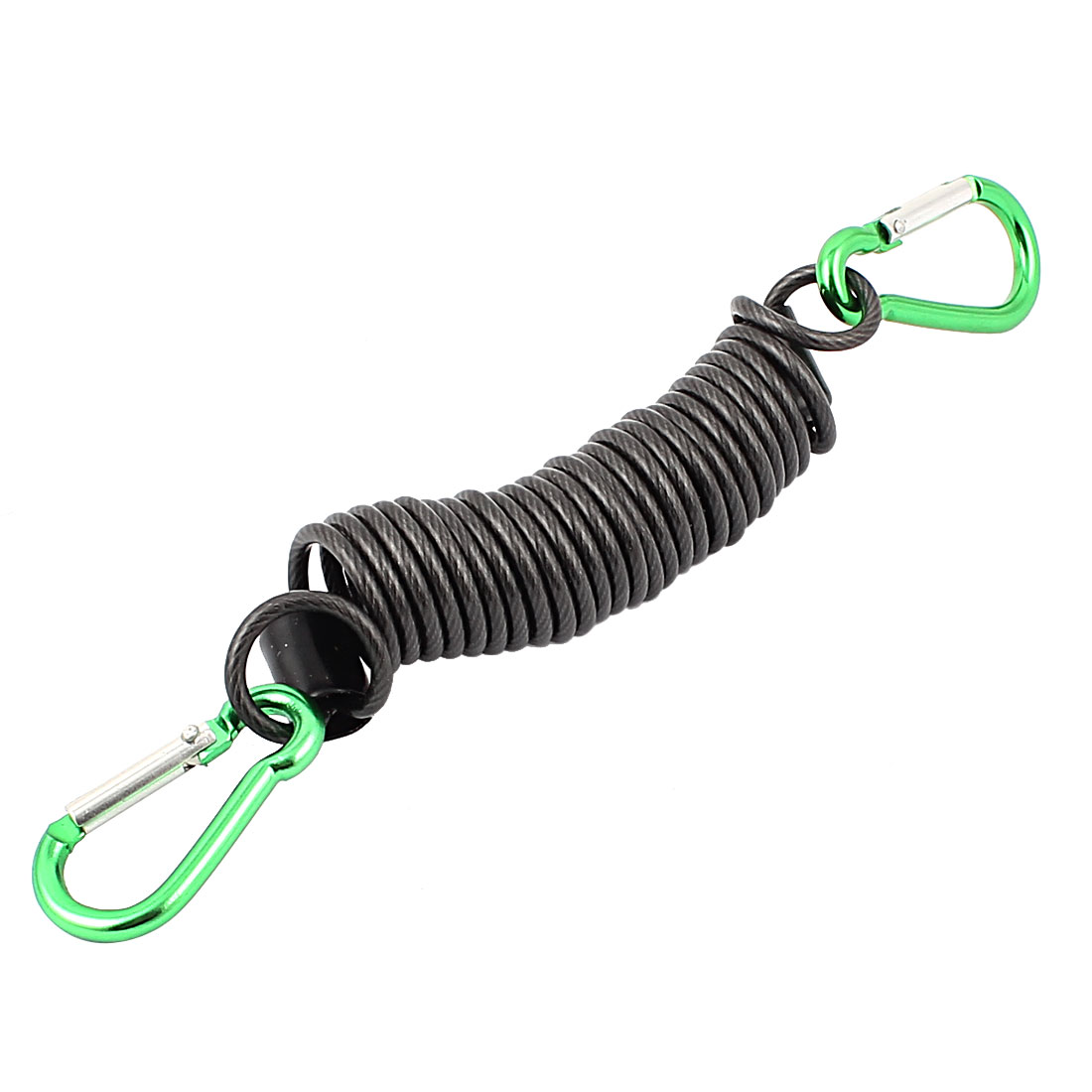 Double Carabiner Hook Clip Stretchy Spring Coil Key Chain Keyring Strap ...