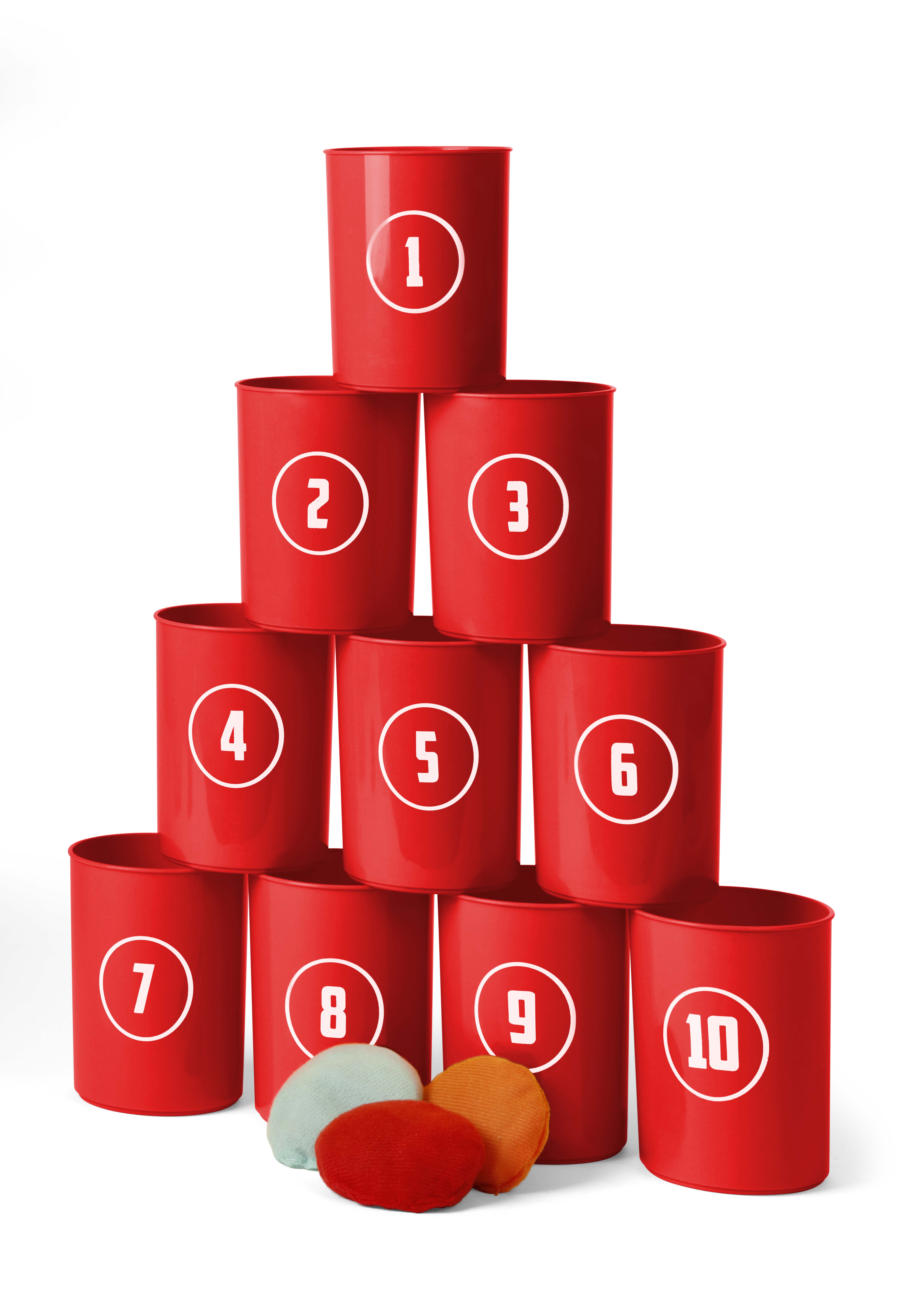 Carnival Bean Bag Can Toss Game W/ 10 Cans and 3 Beanbags - Tanga