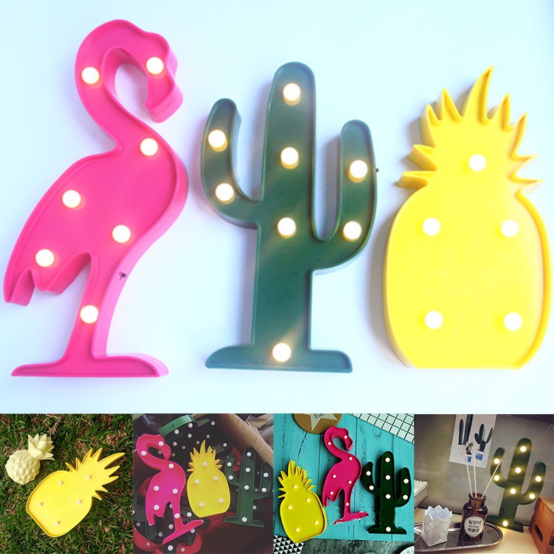 Flamingo Cactus Pineapple Marquee Lights - BelleChic