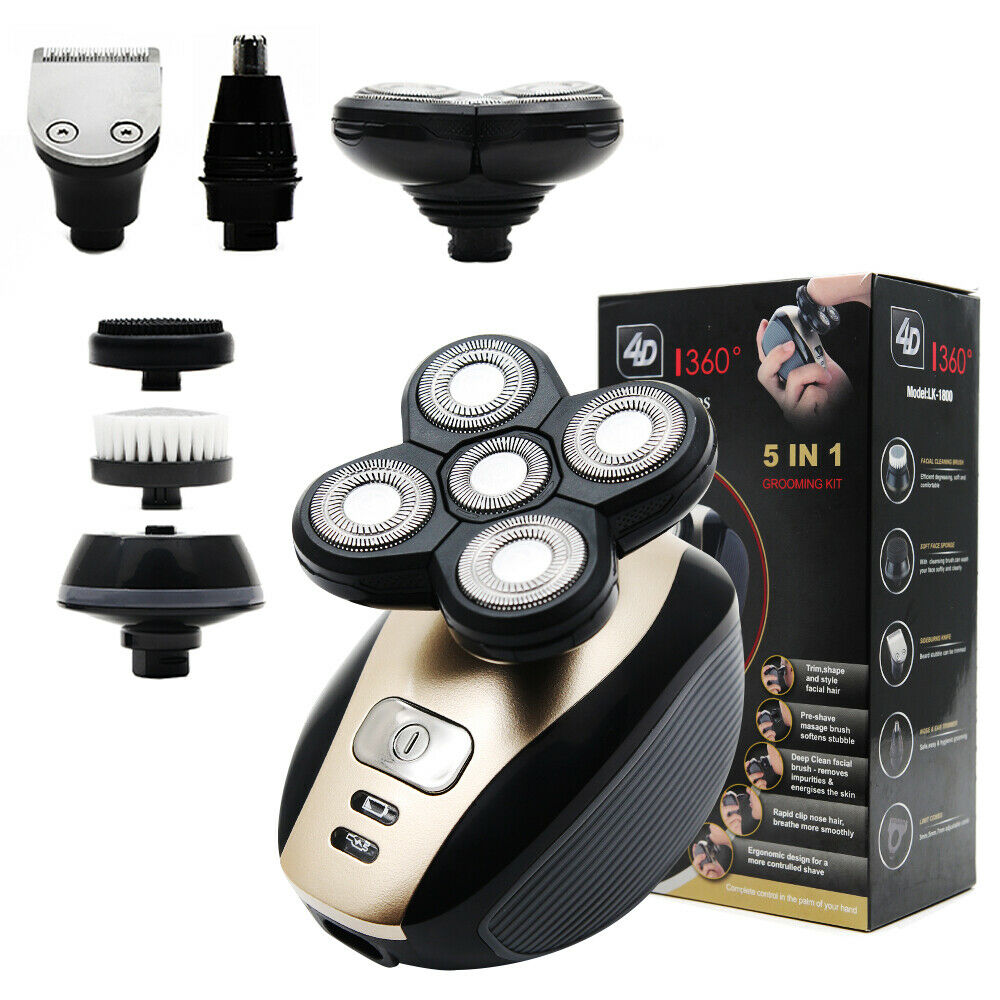 5-in-1 Electric Razor Head Shaver Hair Beard Trimmer Rechargeable for ...