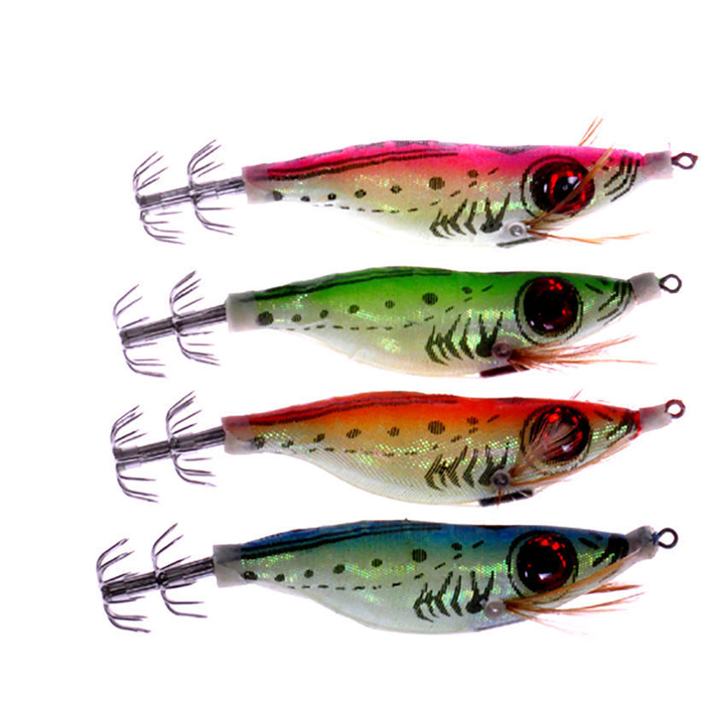 Saltwater 4D Shrimp Fishing Lure Luminous Prawn Flick Bait Squid Jig ...