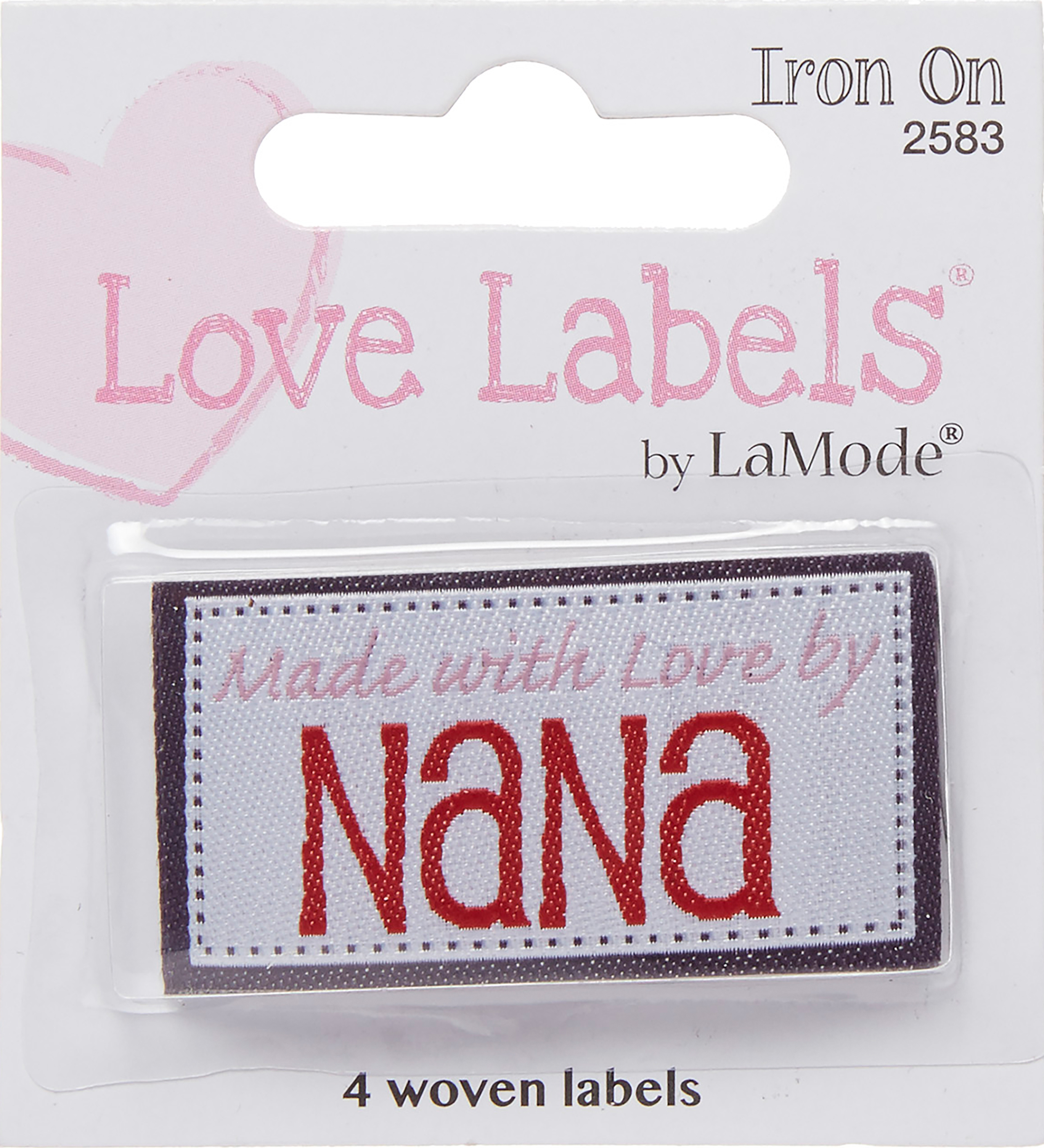 Iron-On Lovelabels 4/Pkg-Made With Love By Nana - Tanga