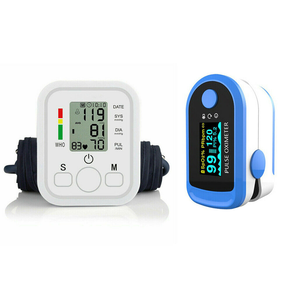 Finger Blood Oxygen Pulse Oximeter Wrist Blood Pressure Monitor Machine ...