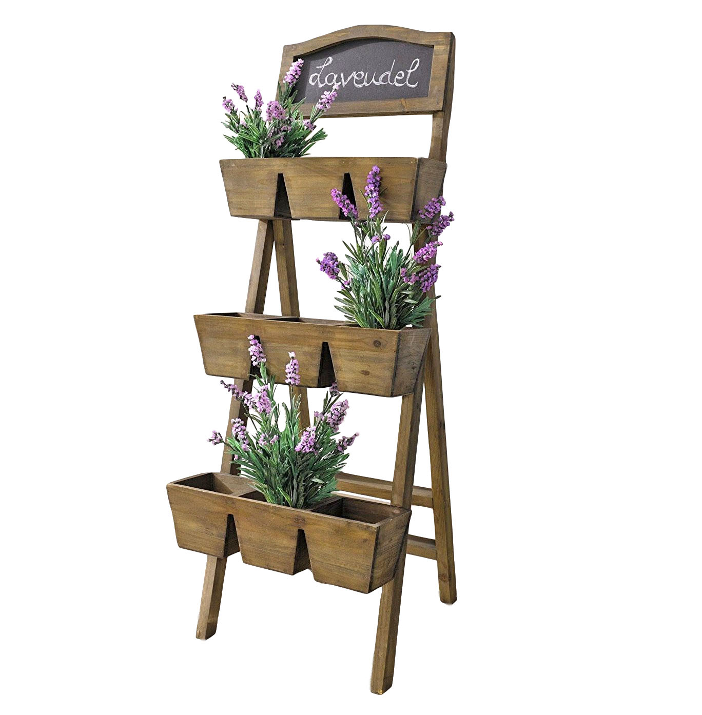 Fully Assembled Wood Vertical Garden Ladder Plant Stand | Easel Style ...