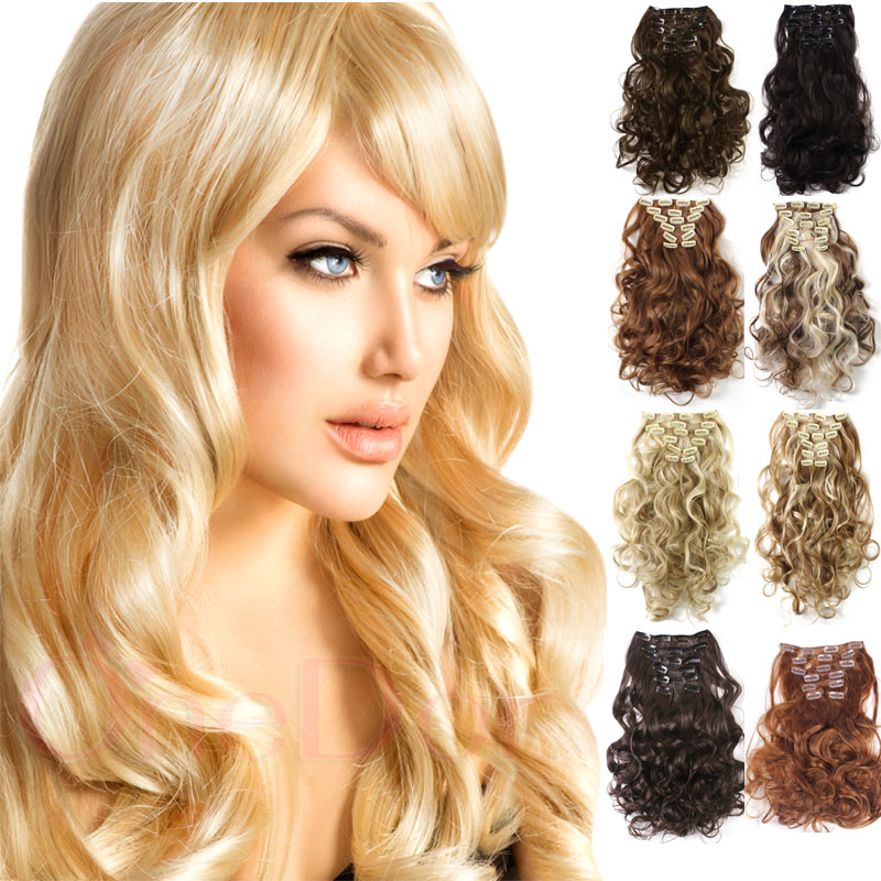 7-Piece: 20" Curly Clip in Hair Extensions - Tanga
