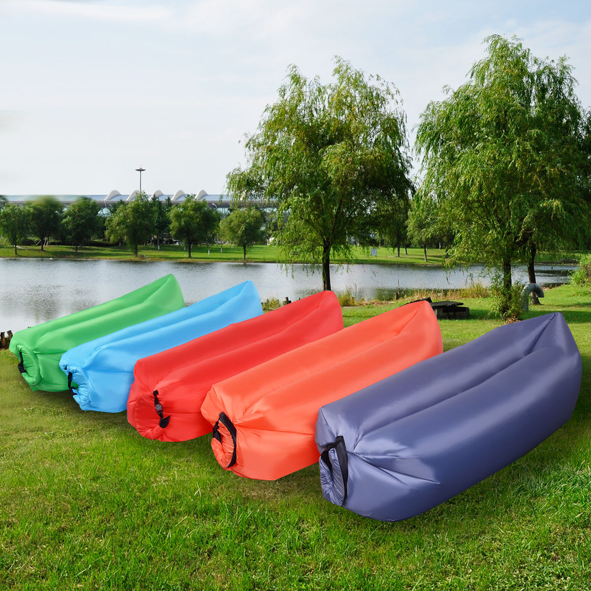 Costway Inflatable Couch Air Sleeping Sofa Lounger With Bag - Tanga