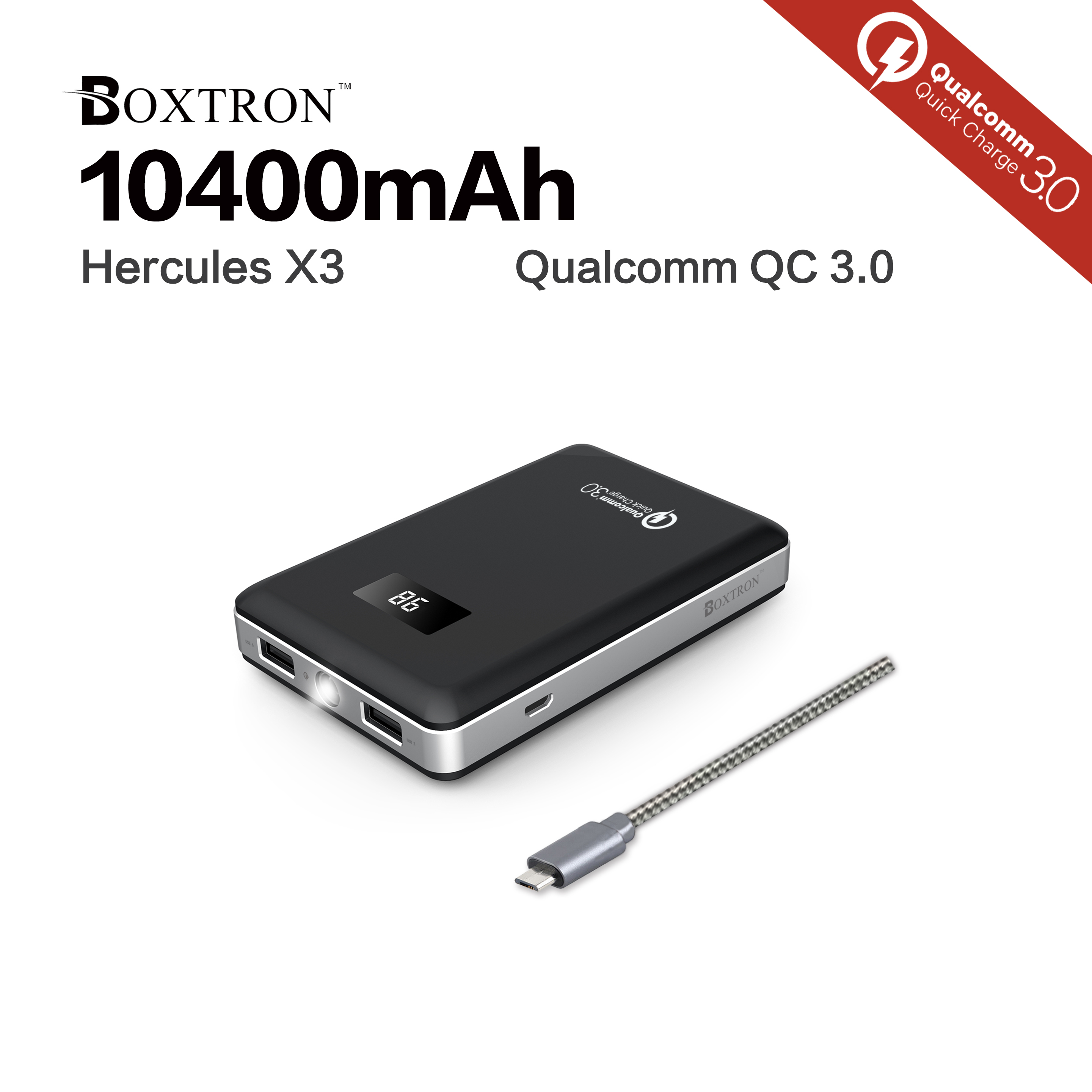 Hercules X3 10400 mAh LED power bank,LG premium cell, Qualcomm Quick ...