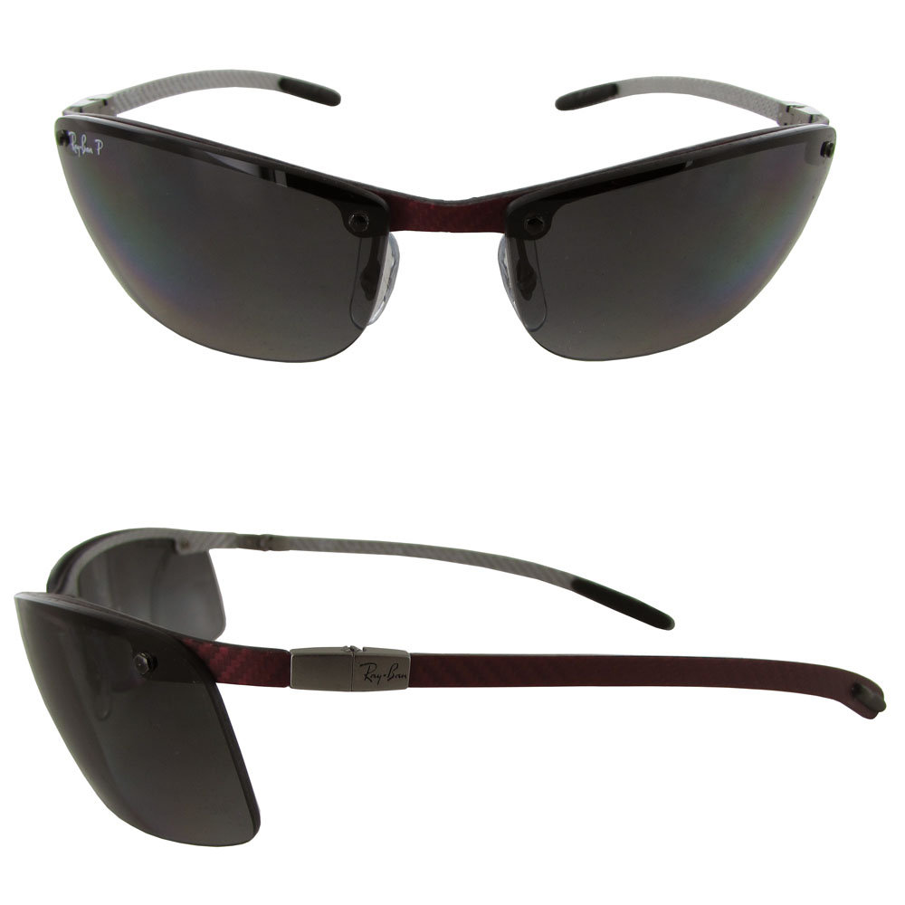 Ray Ban Tech RB8305 Carbon Fibre Semi Rimless Polarized Sunglasses - Tanga