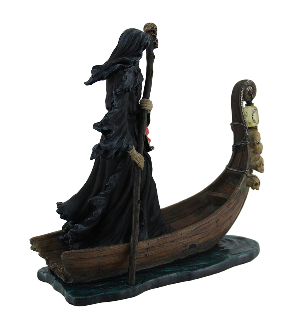 Charon Ferryman Of The Dead Propelling Boat Statue Statues - Tanga