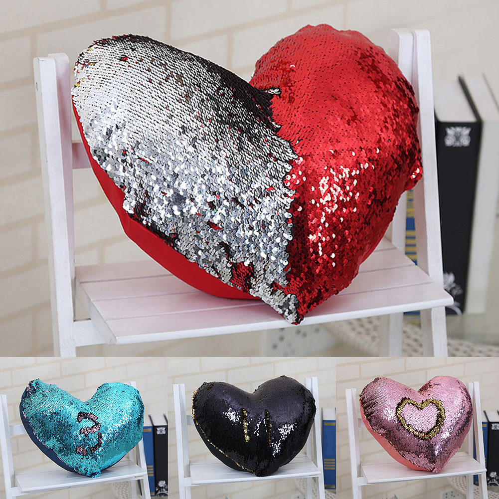 Heart-Shaped Sequins Mermaid Pillowcase - BelleChic