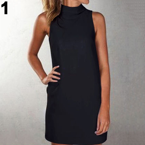 Women Fashion Sleeveless High Neck Dress - BelleChic