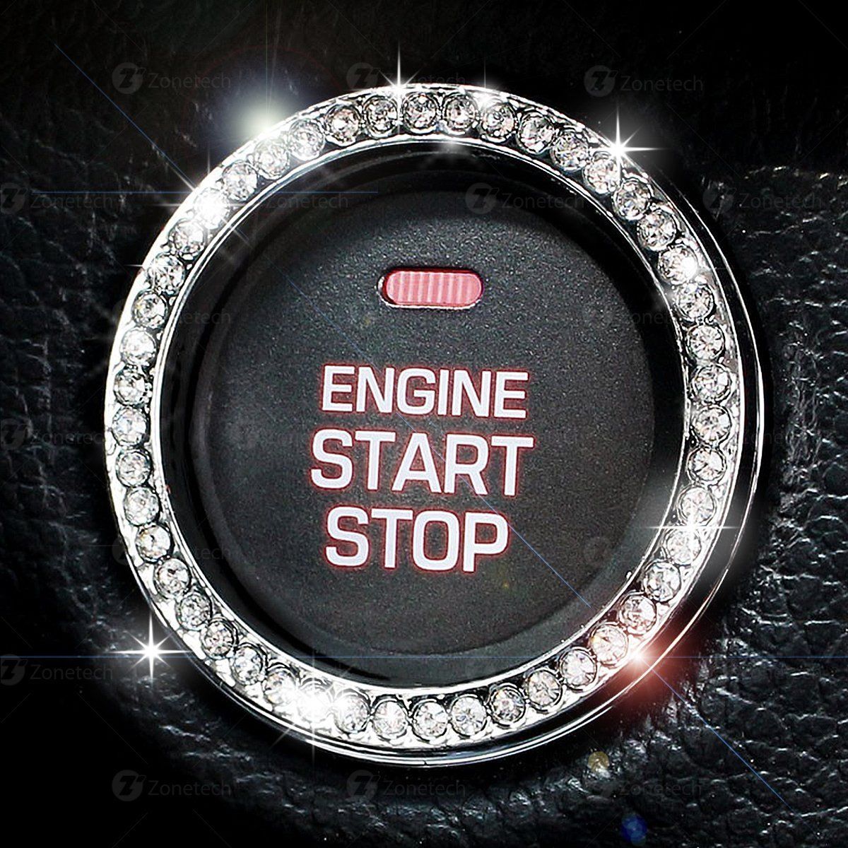 Zone Tech Car Bling Ring Adhesive Crystal Start Engine Ignition Button ...