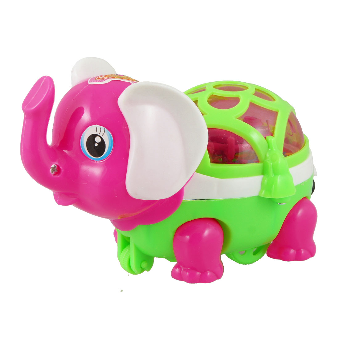 Green Pink Three Wheels Pull String Moving Cartoon Elephant Toy - Tanga
