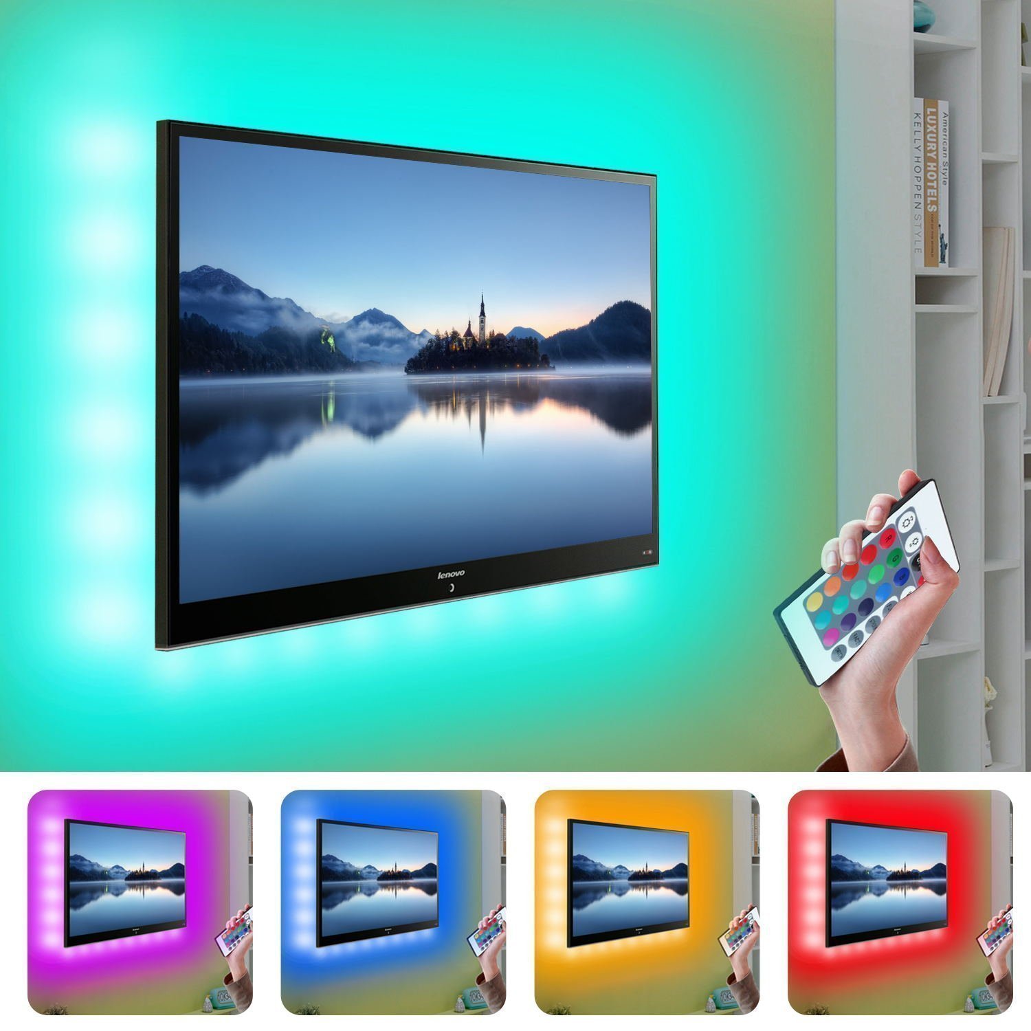 LED Strips Bias Lighting TV Backlight RGB Lights with Remote Control ...