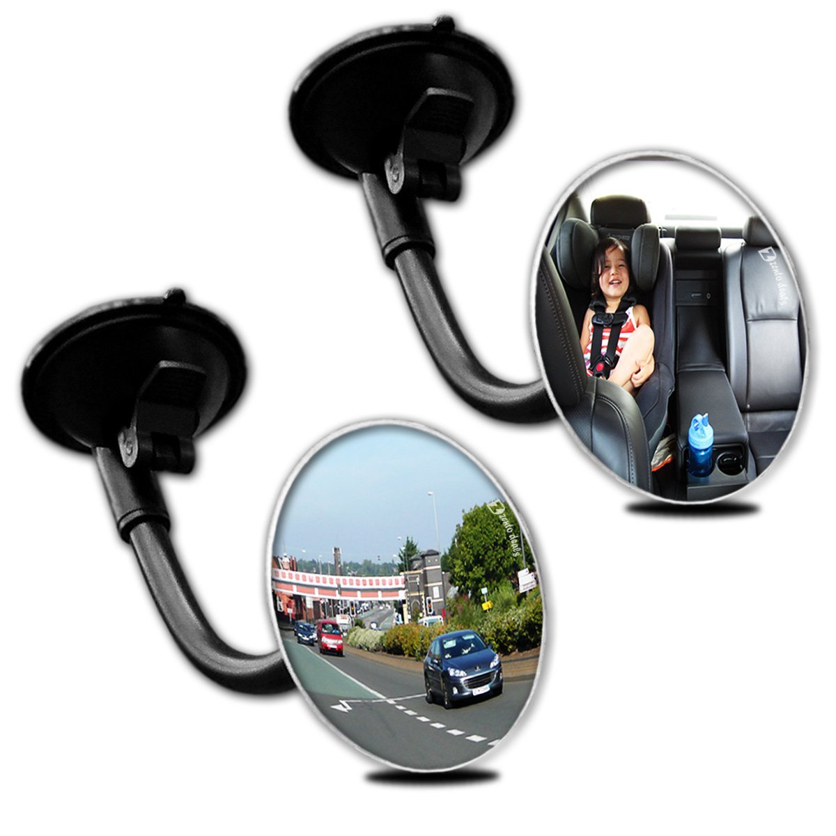 2-Pack Adjustable Blind Spot Mirror W Suction Cup & Flexible Arm - Tanga
