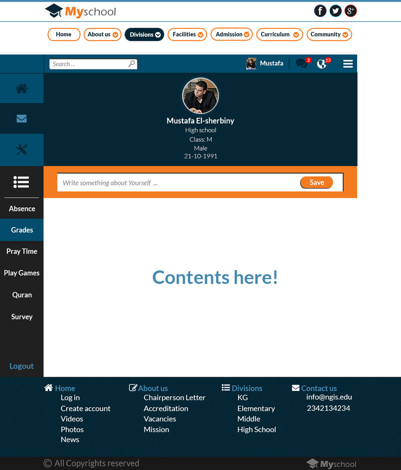 Myschool website UI template من تصميم Mustafa El-Sherbiny- 212042_mustafa