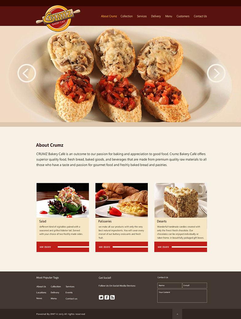 Crumz bakery web design من تصميم Rawan Alqadi- 3607_rawan