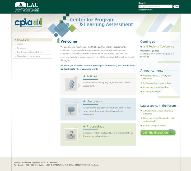 LAU- CPLA website - By Rana - 3624_rana :: Tasmeem ME