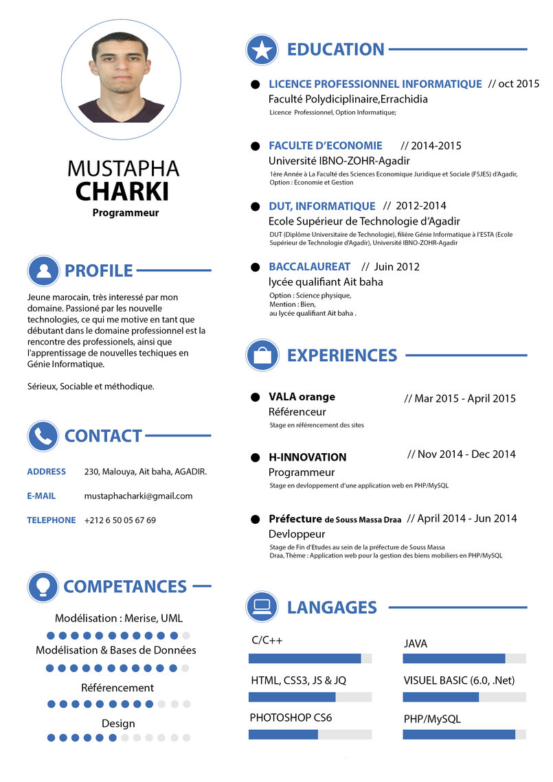 CV سيرة ذاتية من تصميم Mustapha Charki- mustaphacharki290142