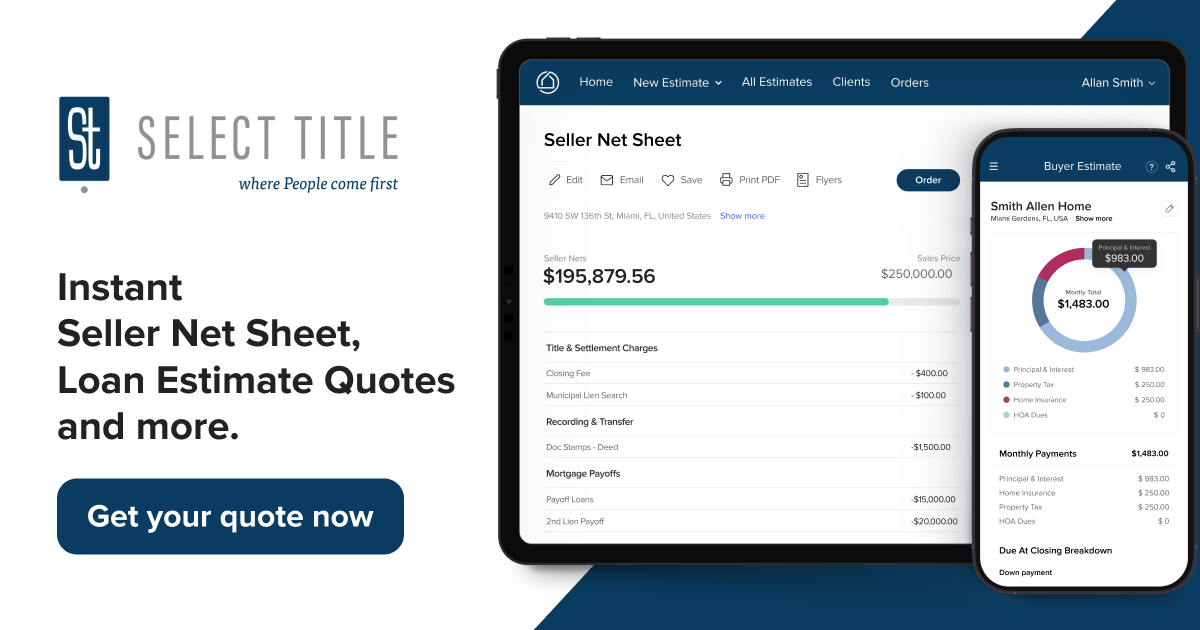 Select Title - TX - Title Quote, Seller Net Sheet, Loan Estimate ...