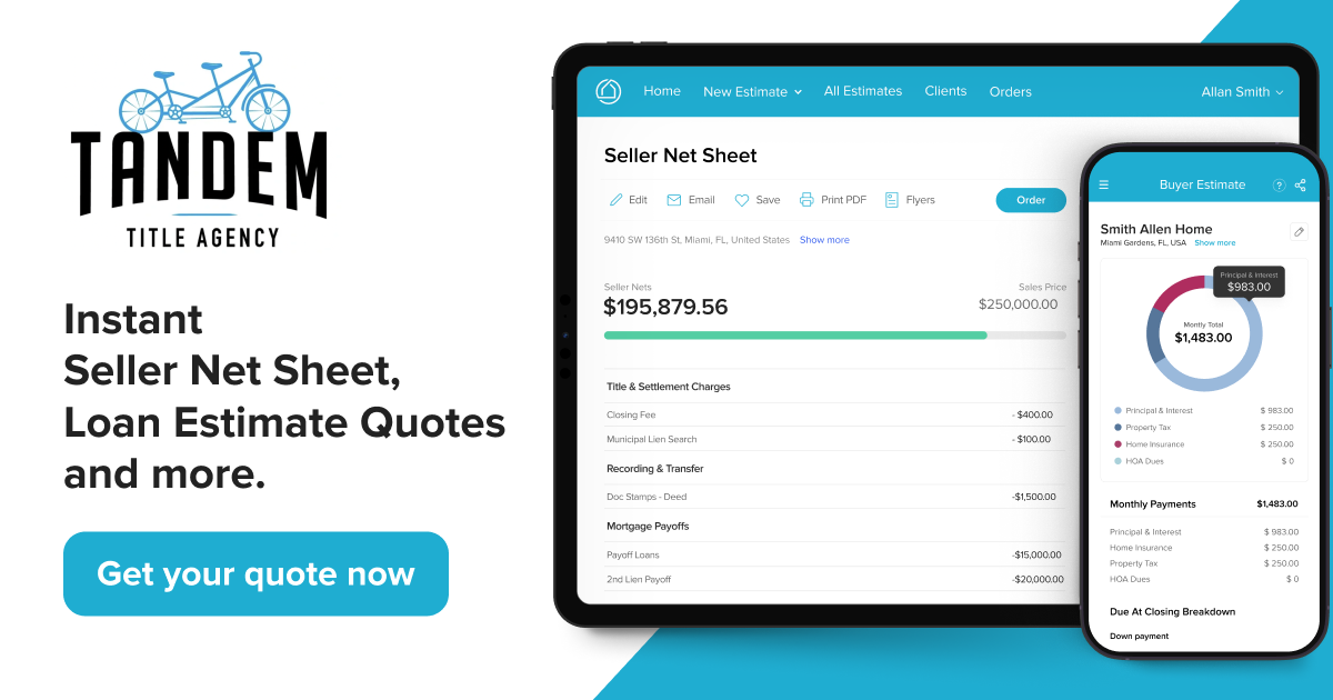Tandem Title LLC - Title Quote, Seller Net Sheet, Loan Estimate ...