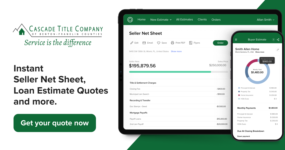 Cascade Title Company - Title Quote, Seller Net Sheet, Loan Estimate ...