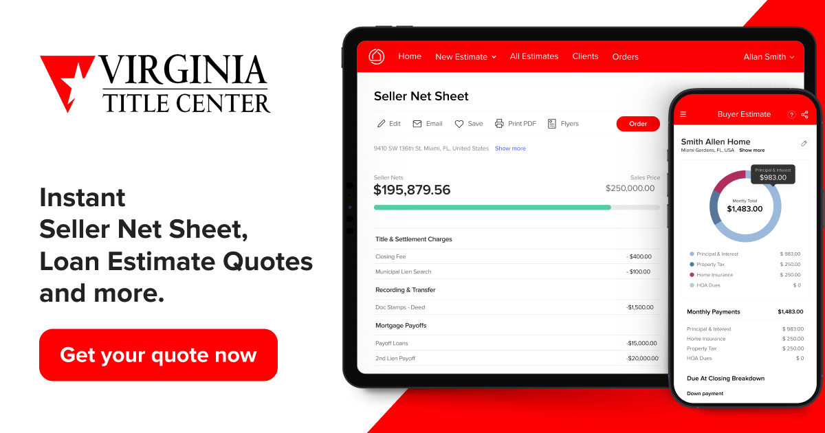 Virginia Title Center - Title Quote, Seller Net Sheet, Loan Estimate ...