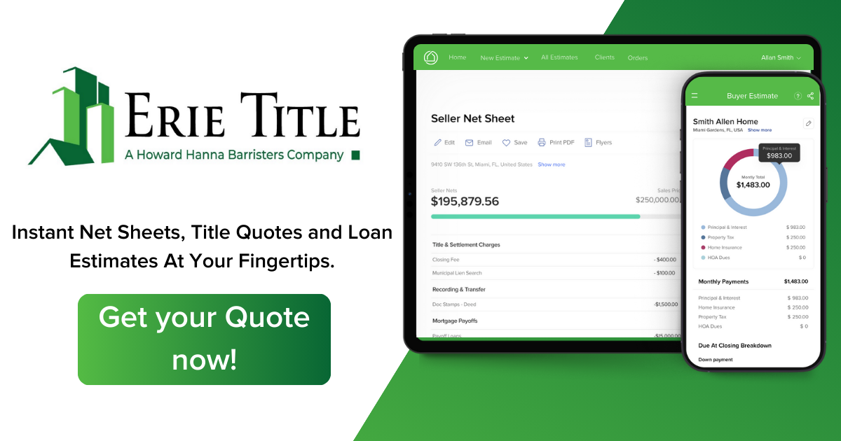 Erie Title - Title Quote, Seller Net Sheet, Loan Estimate, Closing ...