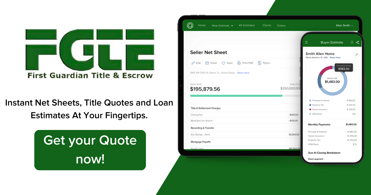 First Guardian Title & Escrow - Title Quote, Seller Net Sheet, Loan ...