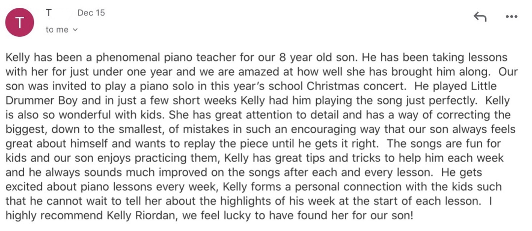 Kelly Riordan’s Studio - Testimonials