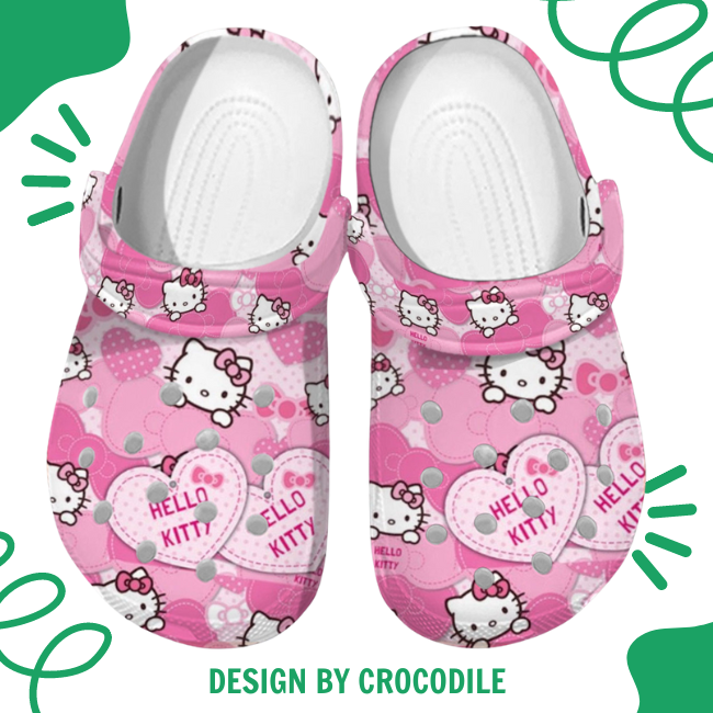 Hello Kitty Pink Classic Clogs For Kids And Adults - Design by Crocodile
