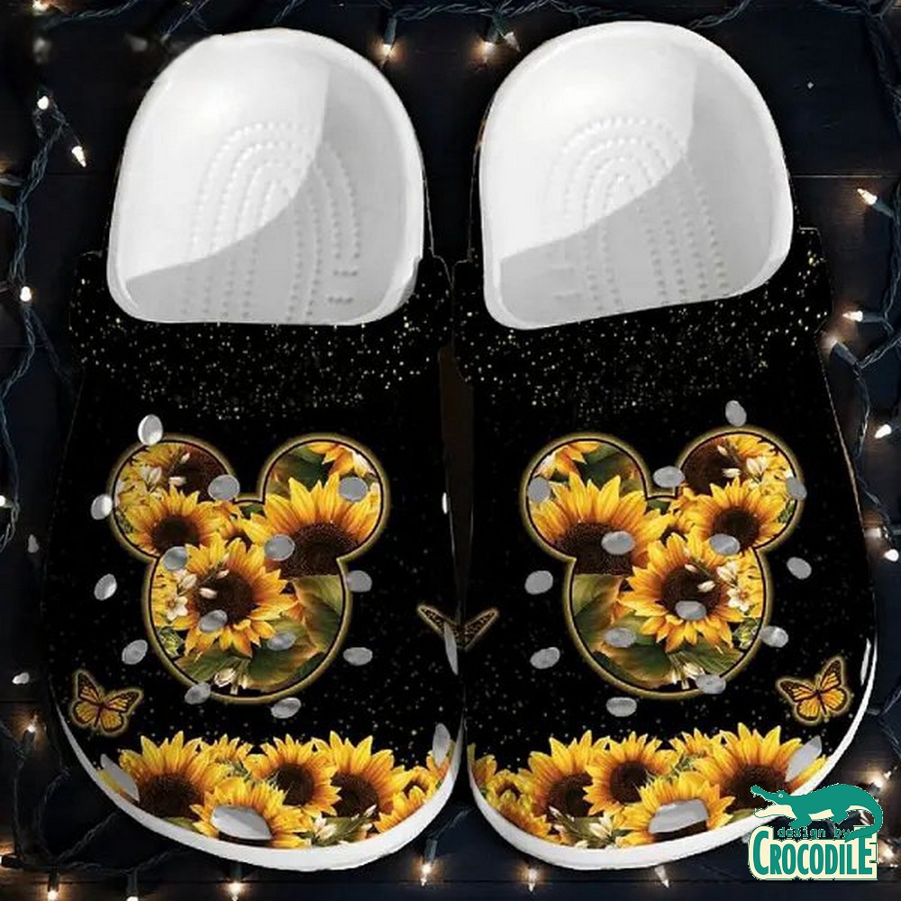 Sunflower Mickey Mouse Twinkle Black Clogs For Kids & Adults - Design ...
