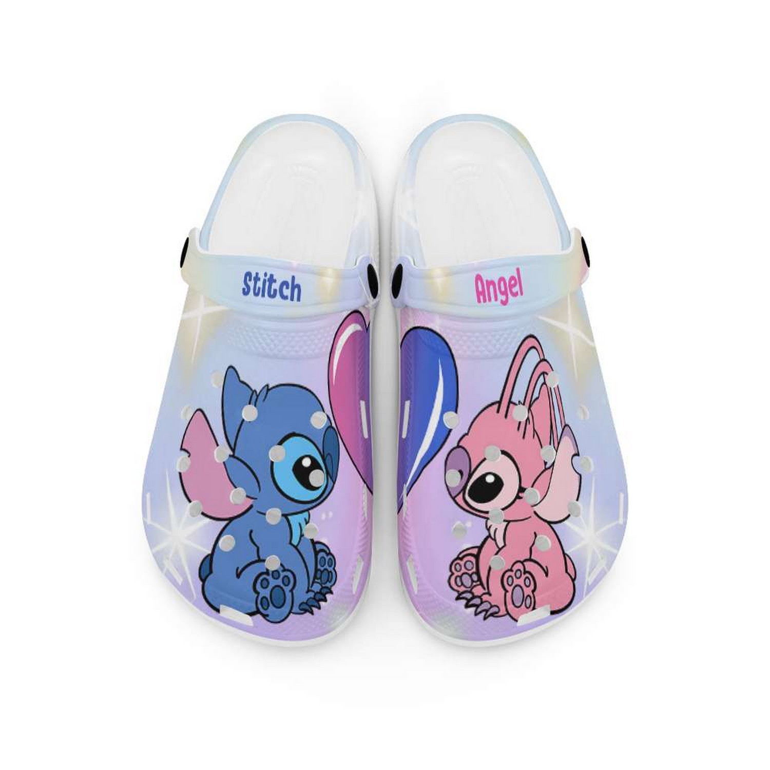Cute Love Stitch And Angel Twinkle Pastel Colorful Clogs For Kids ...