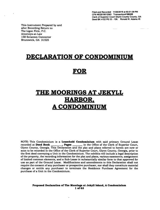 The Moorings at Jekyll Island | Legal Documents
